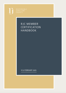 RJC Member Certification • COC 2017 • Responsible Jewellery Council